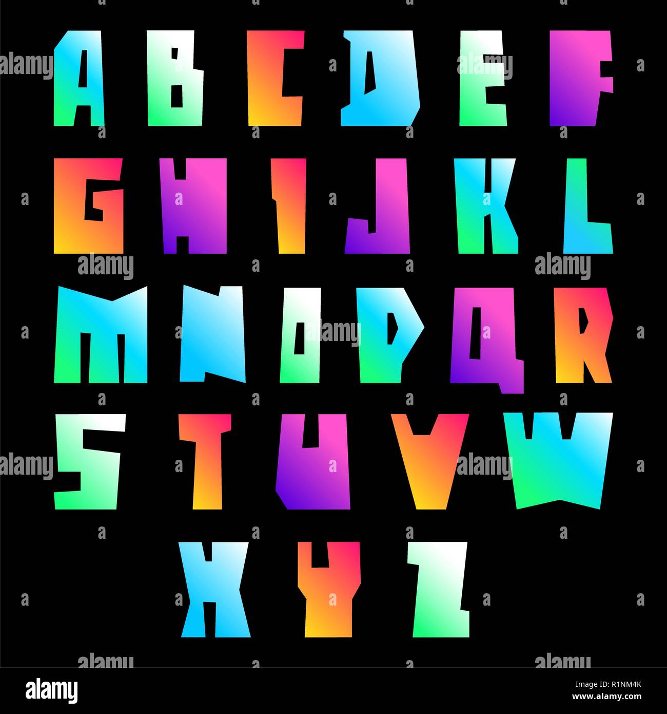 Nouvelle police cut lettres dynamique vecteur majuscules Image ...