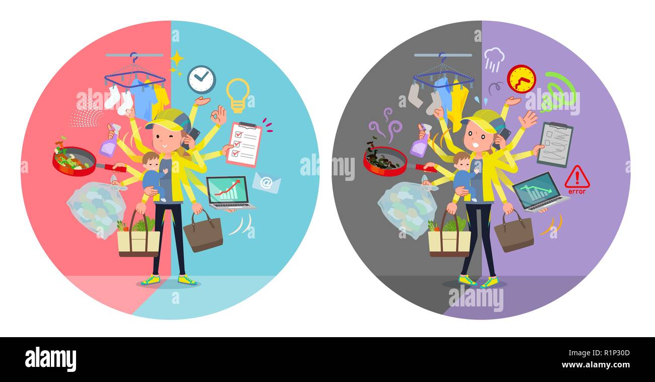 Un ensemble de vêtements de femmes qui accomplissent des tâches ...