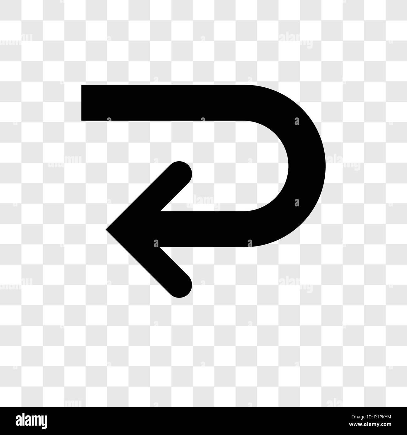 Icône vecteur retour isolé sur fond transparent, la transparence Retour ...