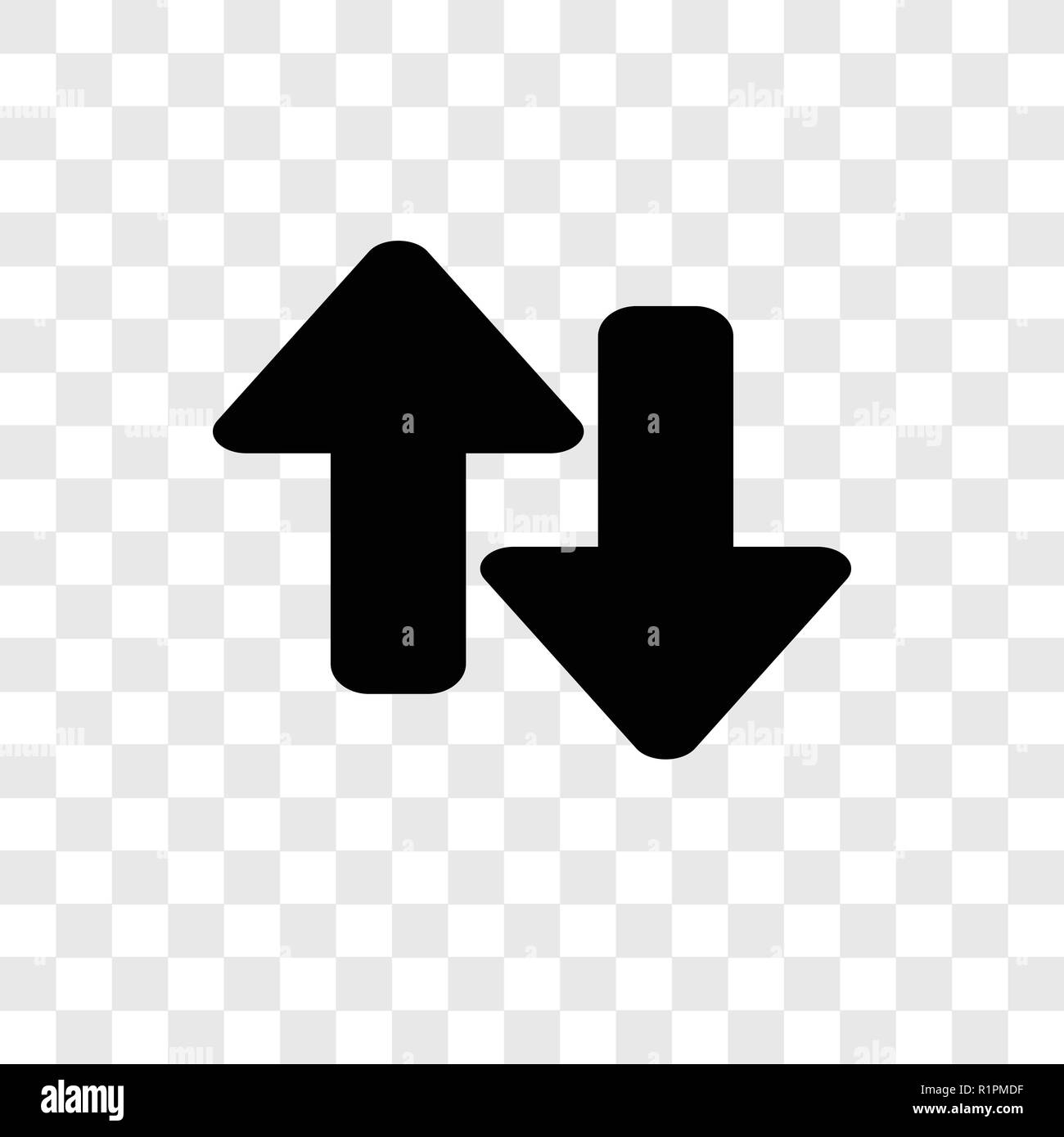 Flèches haut et bas l'icône vecteur isolé sur fond transparent, les ...