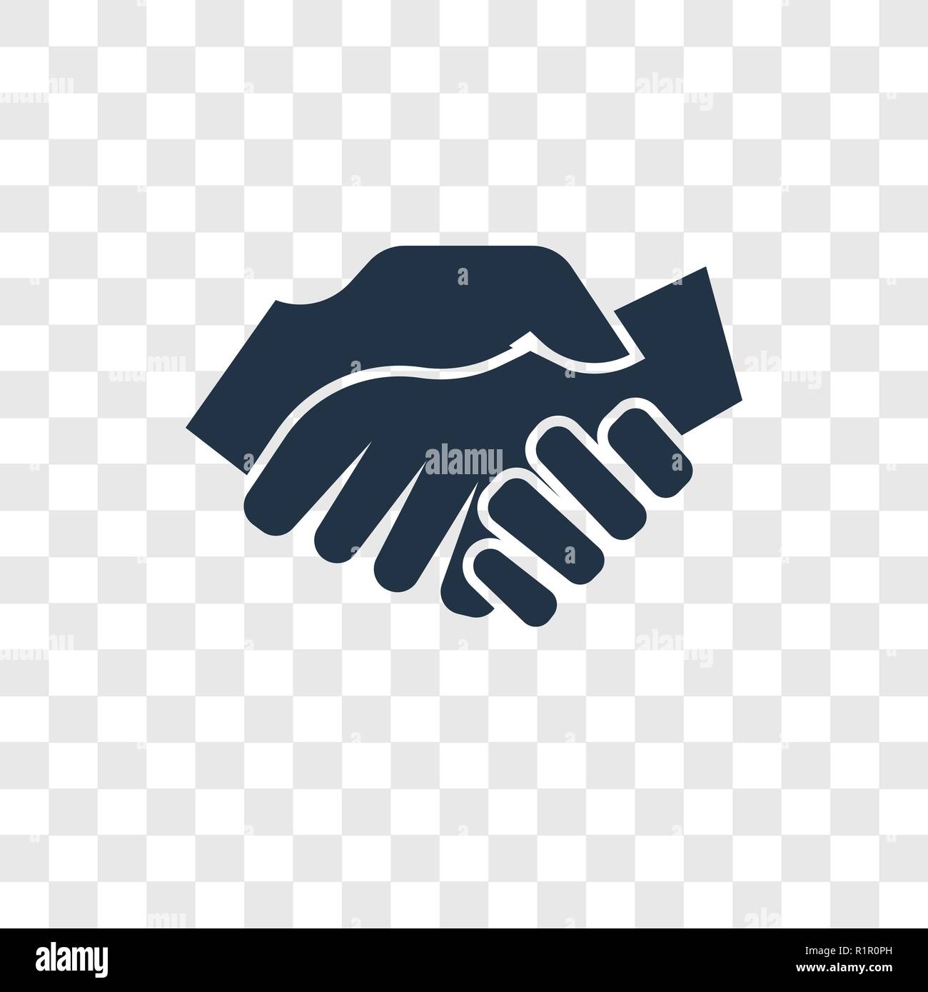 Serrer la main l'icône vecteur isolé sur fond transparent, serrer la ...