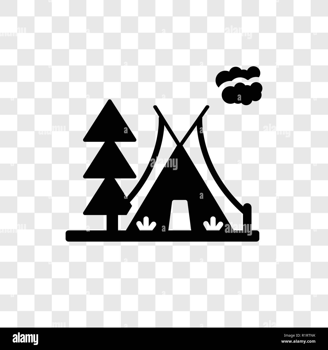 Icône vecteur tente isolé sur fond transparent, la transparence tente ...