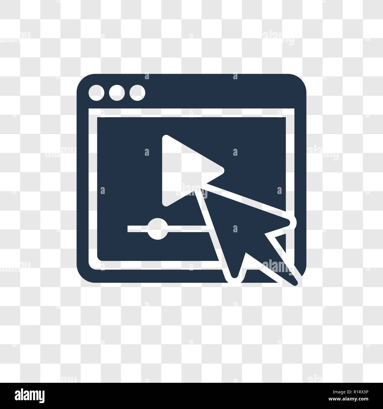 Icône vecteur lecteur vidéo isolé sur fond transparent, lecteur vidéo ...