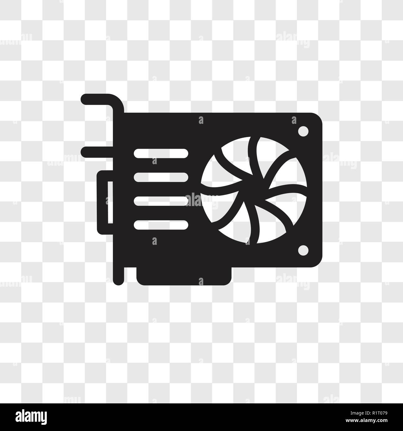 Carte vidéo icône vecteur isolé sur fond transparent, la transparence ...