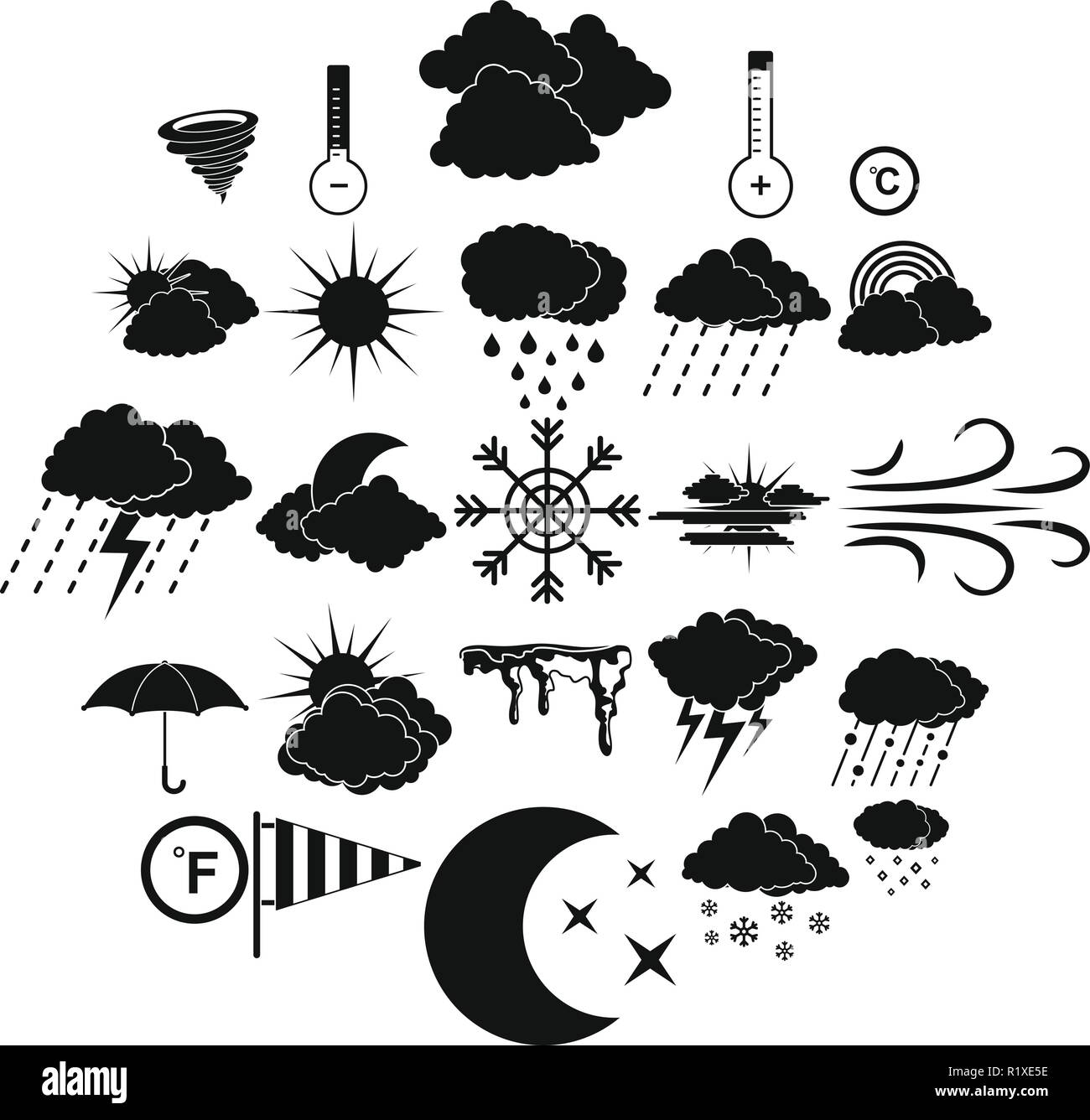 Weather icons set. Illustration simple de 25 icônes vectorielles météo ...