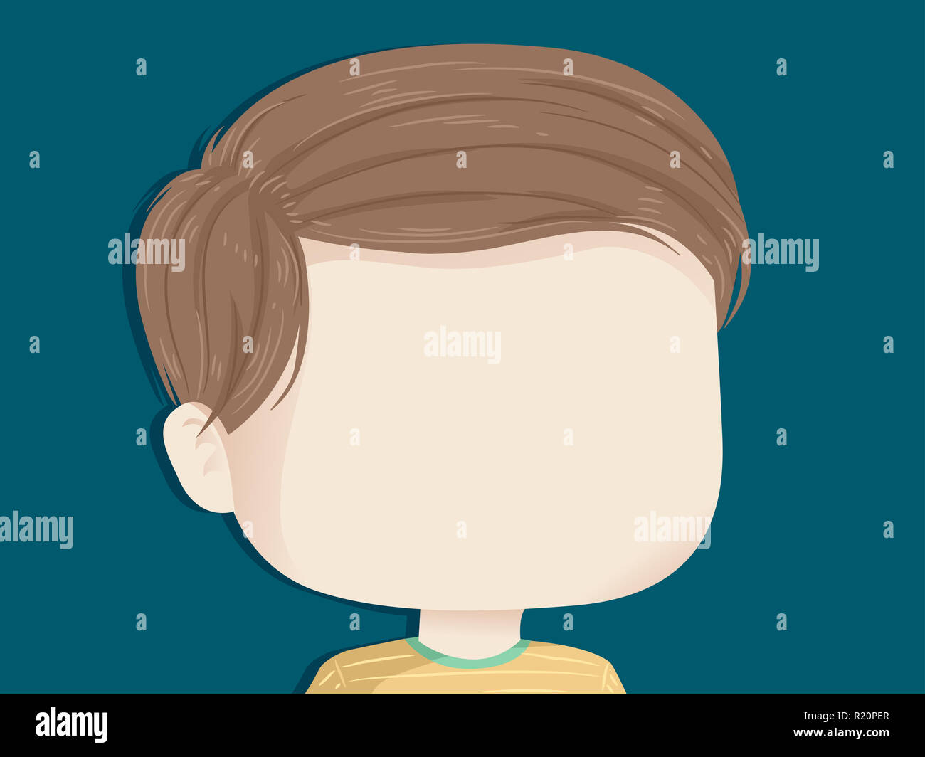 Illustration de fond avec le visage vide d'un petit garçon avec ses ...