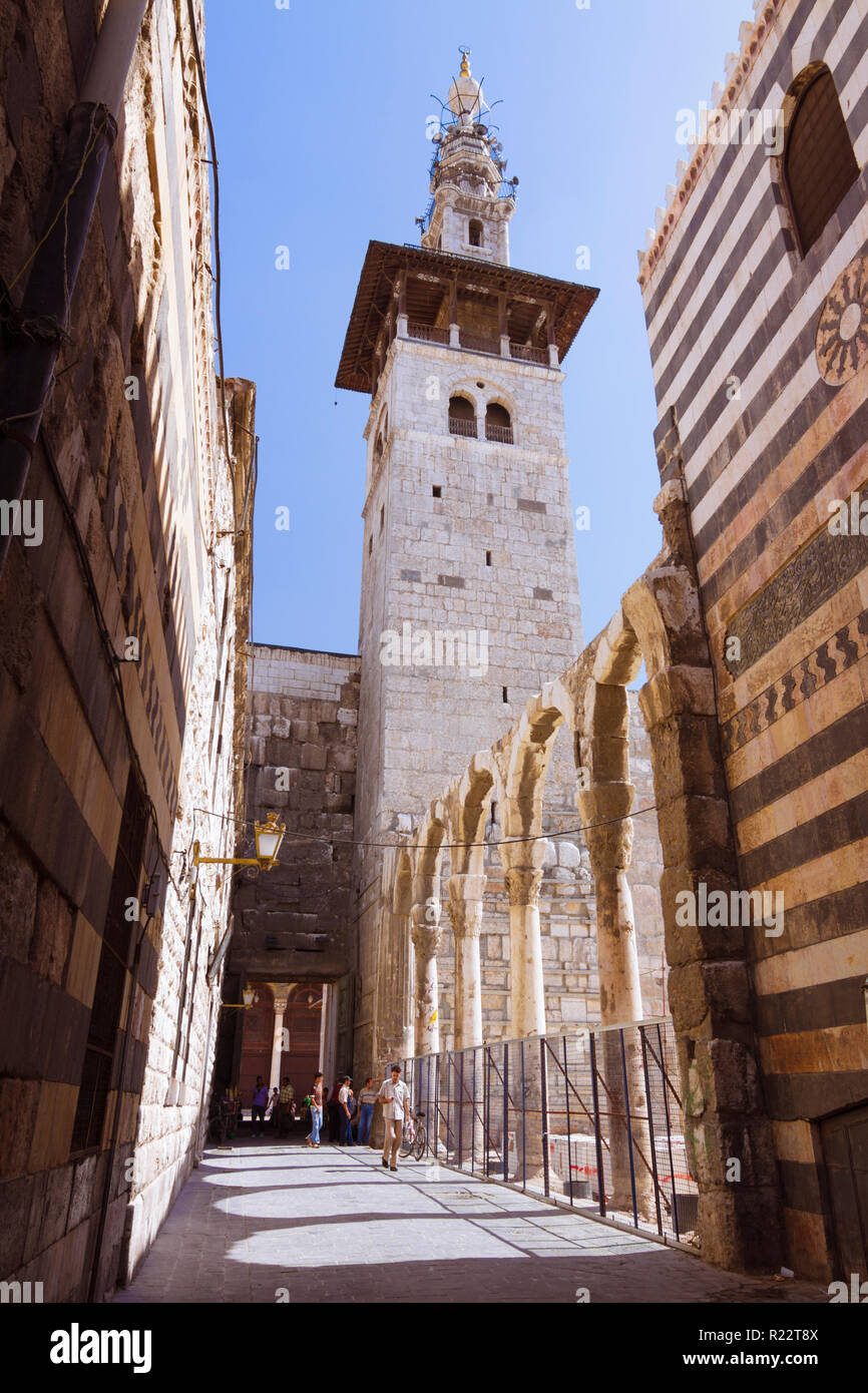 Damas, Syrie : Minaret de la fiancée, le plus ancien de la mosquée des ...