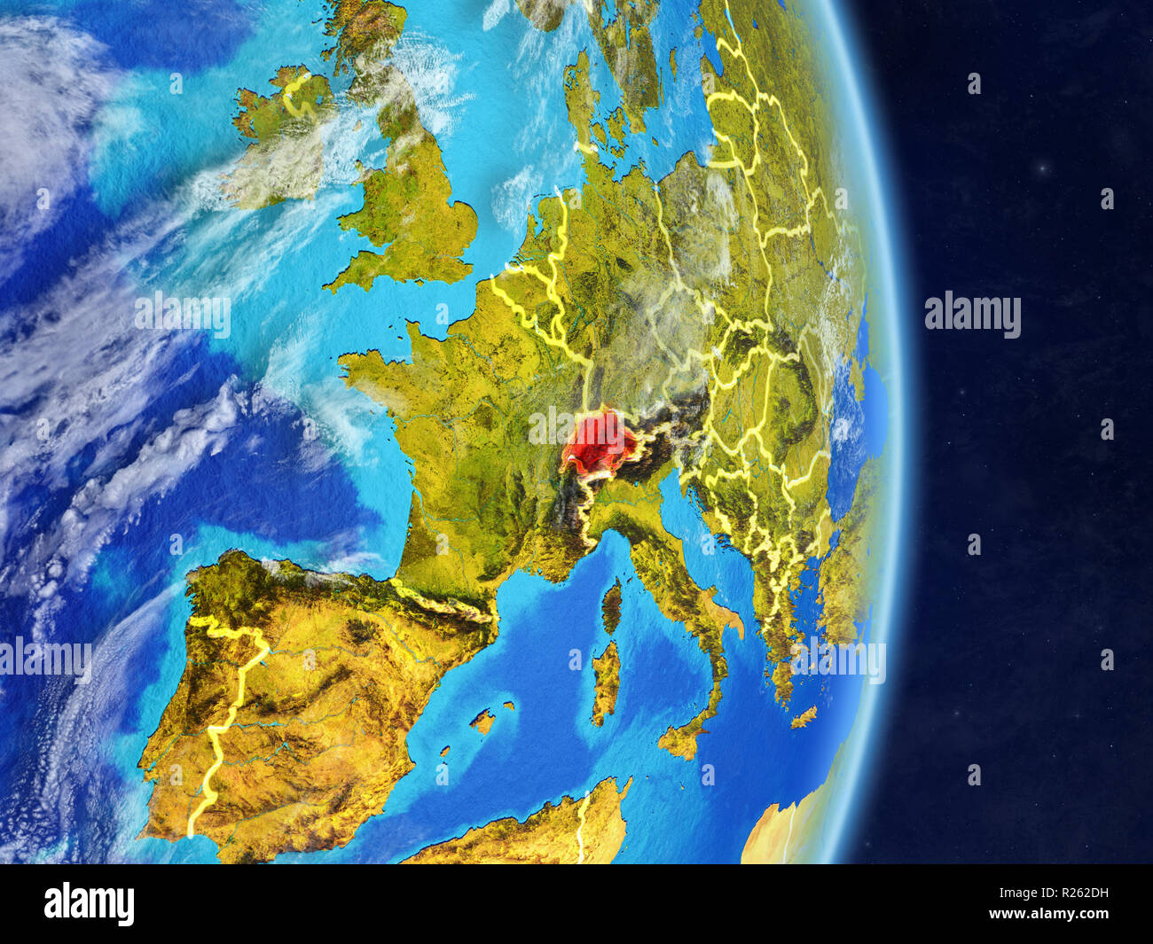 La Suisse sur la planète la planète Terre avec des frontières du pays ...