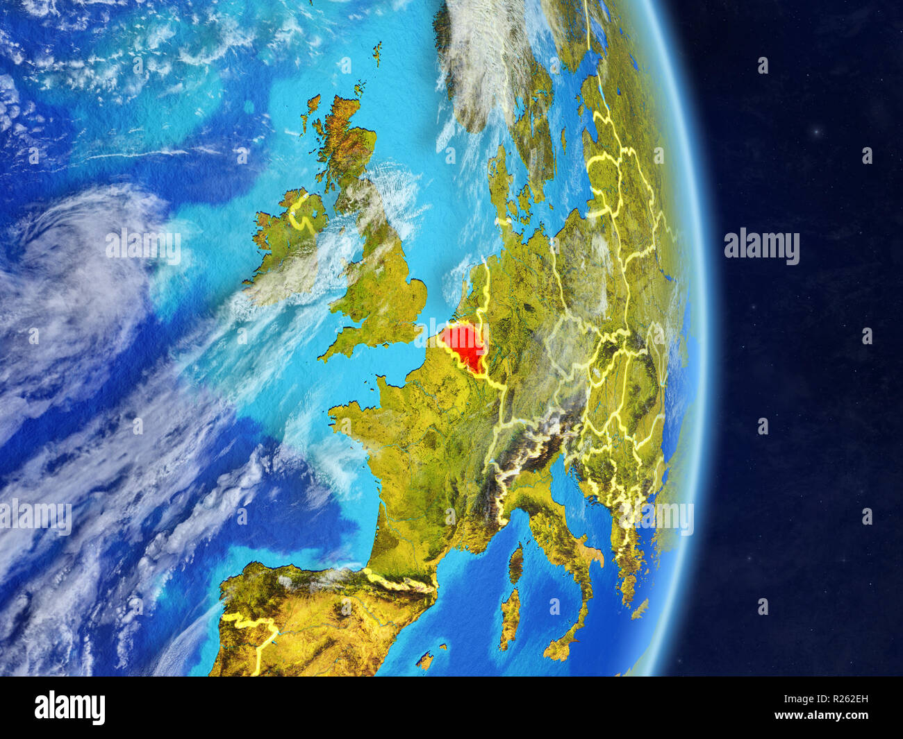 La Belgique sur la planète la planète Terre avec des frontières du pays ...
