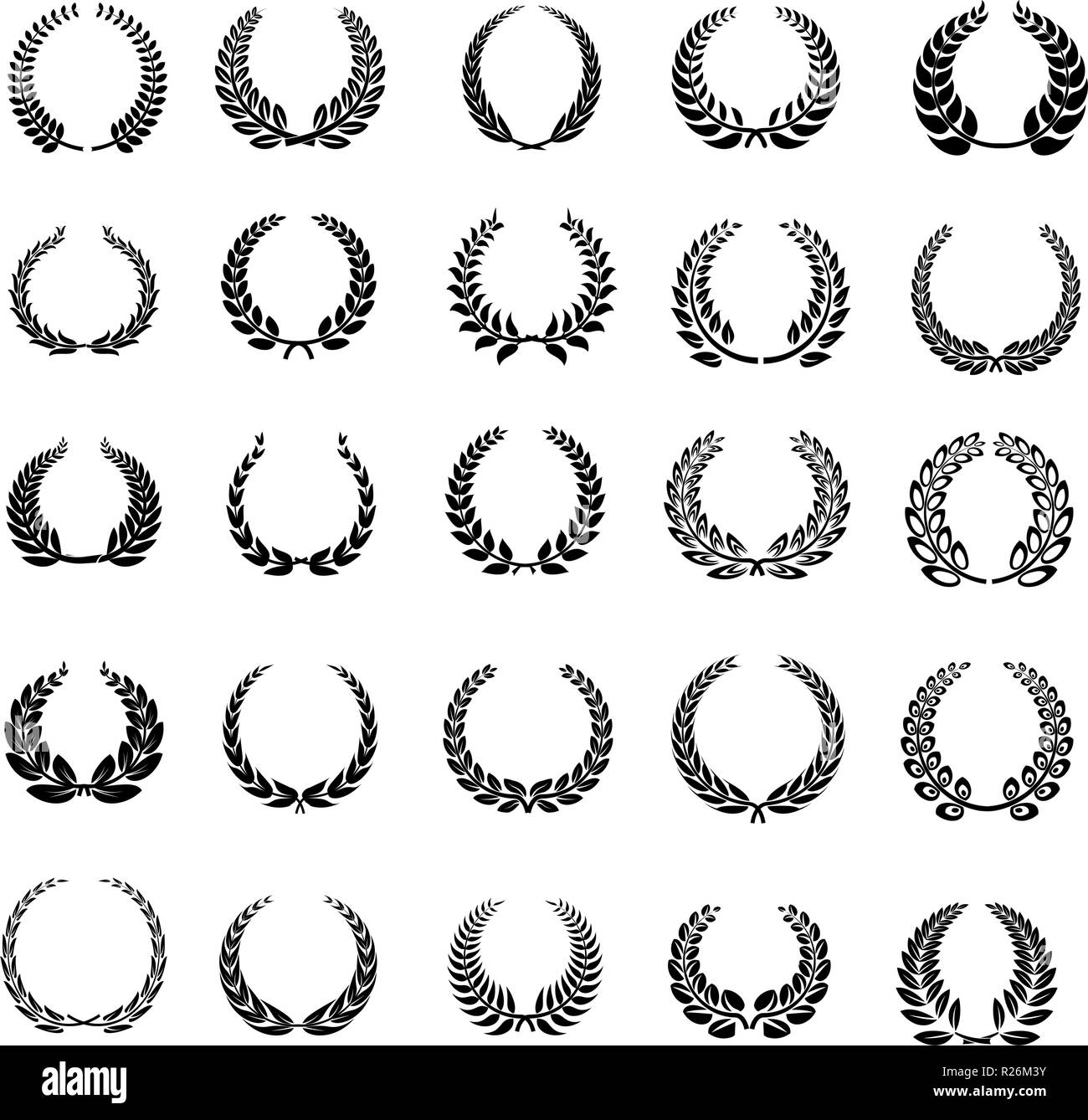 Couronne de laurier icons set. Illustration simple de 25 couronne de ...