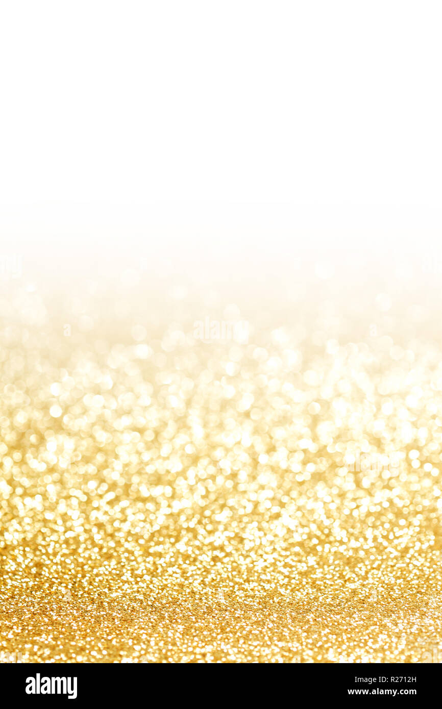 Paillettes décoratives dorées sur fond blanc Photo Stock - Alamy