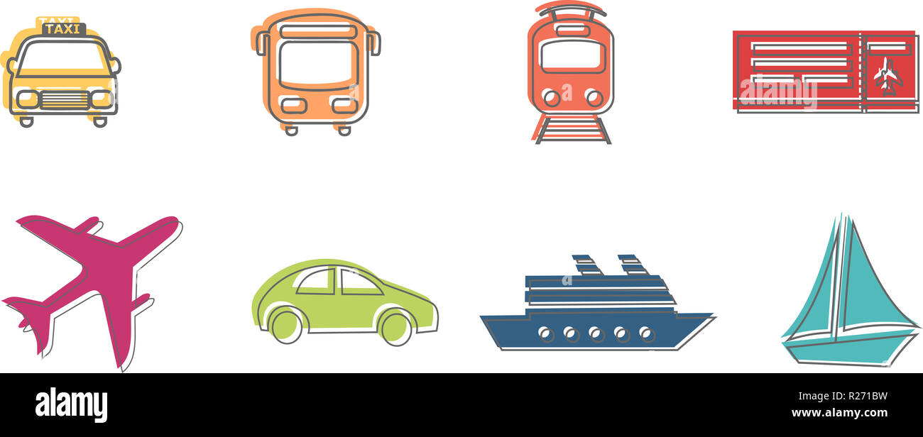 Pictogrammes de véhicules de transport dans l'icône de couleur Photo ...