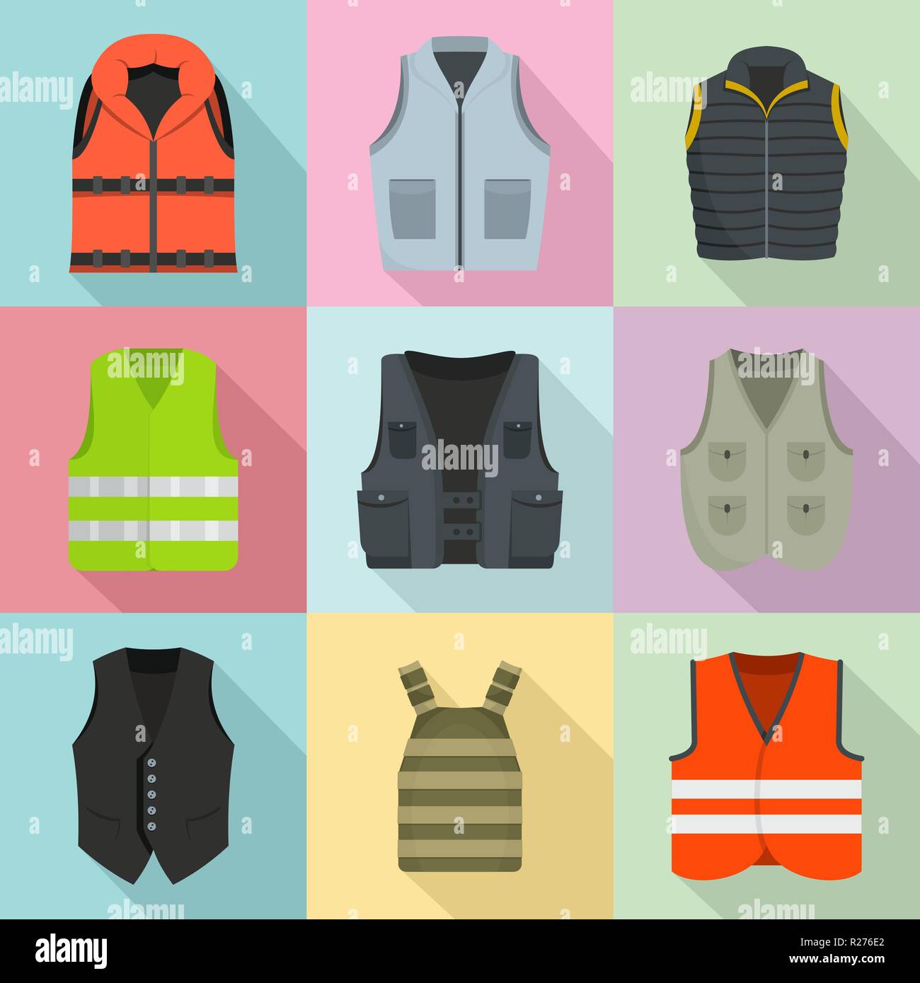 Gilet gilet costume veste icons set. Télévision illustration de 9 gilet ...