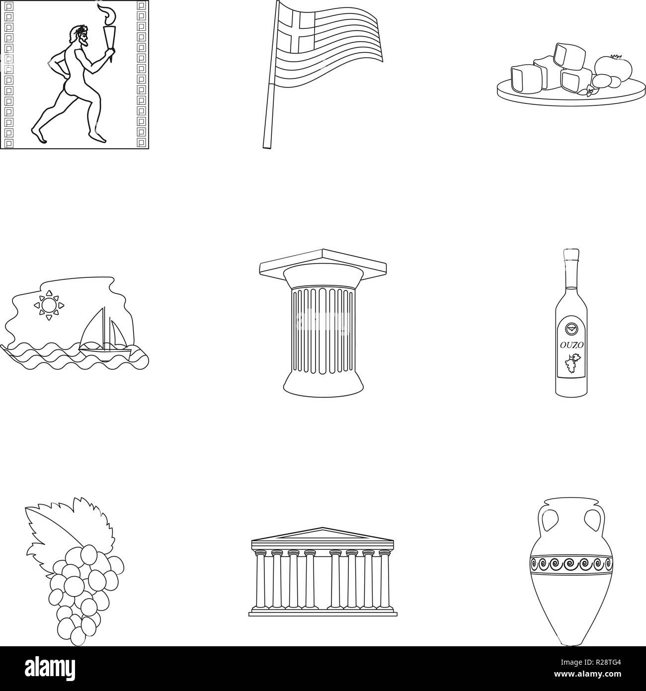 Jeu de la Grèce dans les grandes lignes les icônes du design. Grande ...