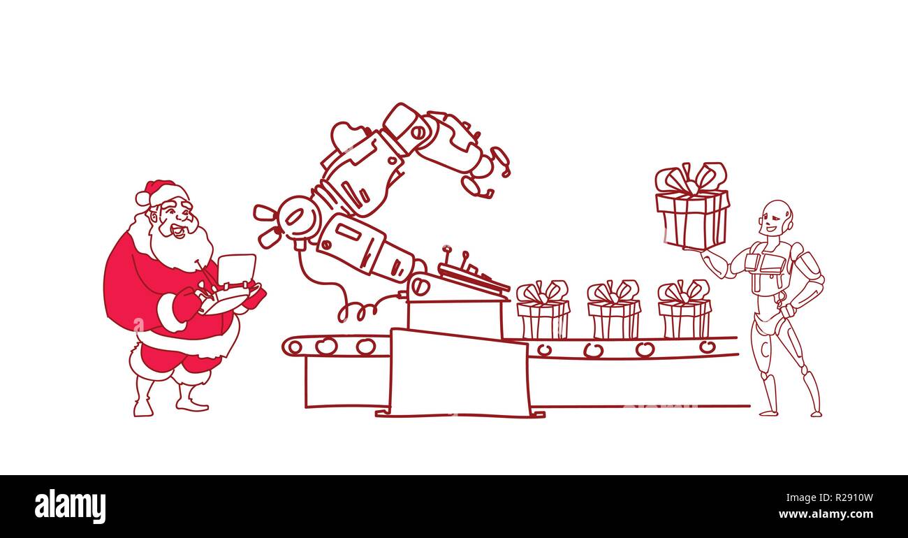 Père Noël tenir convoyeur contrôleur système robotique intelligence ...