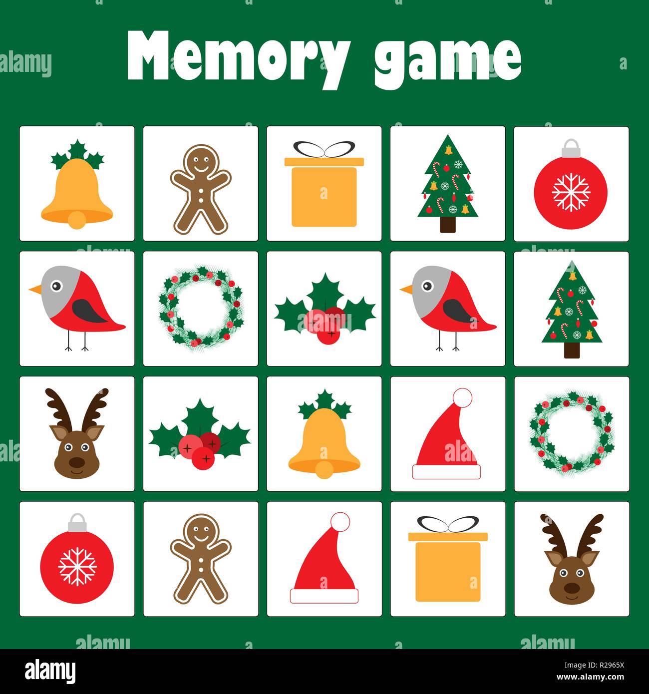 Jeu de mémoire avec des images - thème de Noël pour les enfants, noël ...