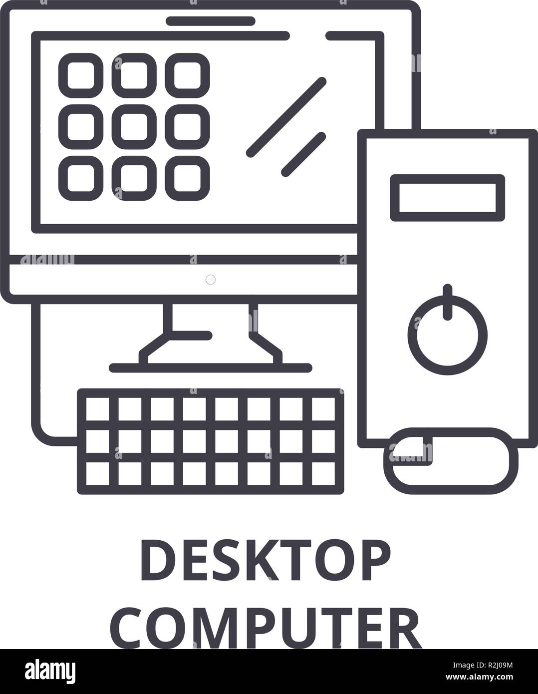 L'icône de la ligne de l'ordinateur de bureau concept. Ordinateur de ...