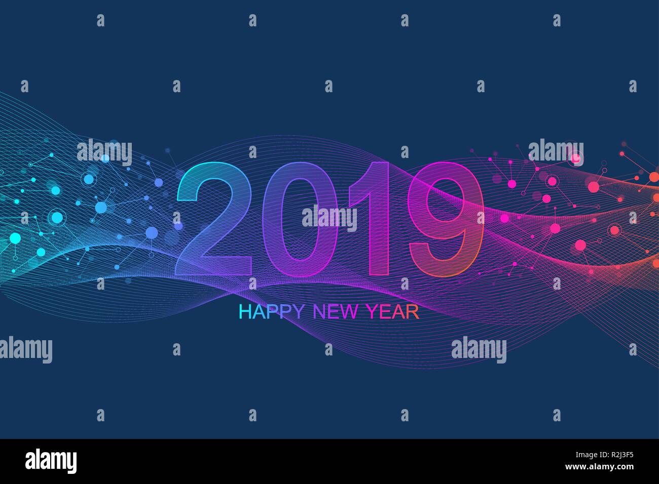 Joyeux Noël et Bonne Année 2019 carte de vœux. Modèle futuriste moderne ...