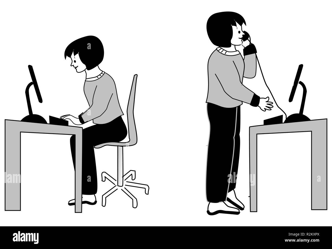Ergonomie au travail Banque d'images noir et blanc - Alamy