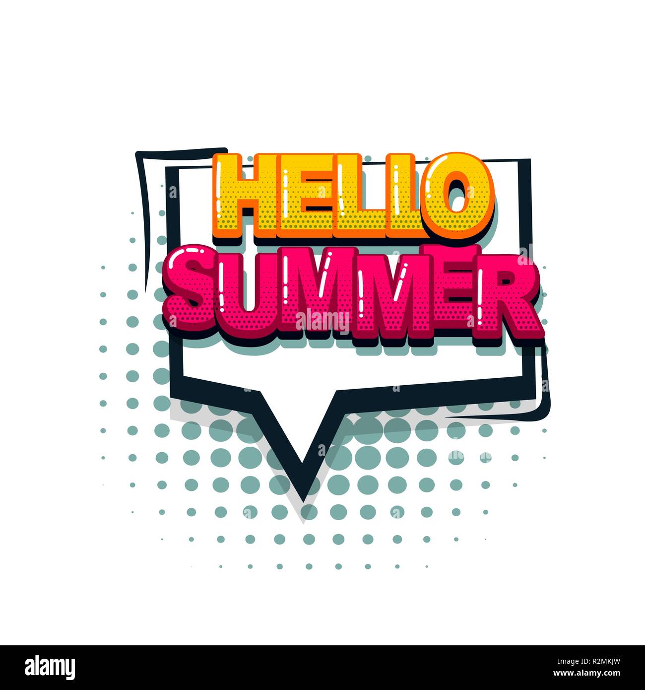 Hello summer collection texte comique effets sonores pop art style ...