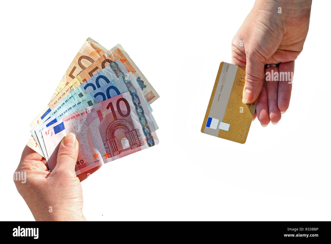 Paiement en espèces ou par carte bancaire Photo Stock - Alamy