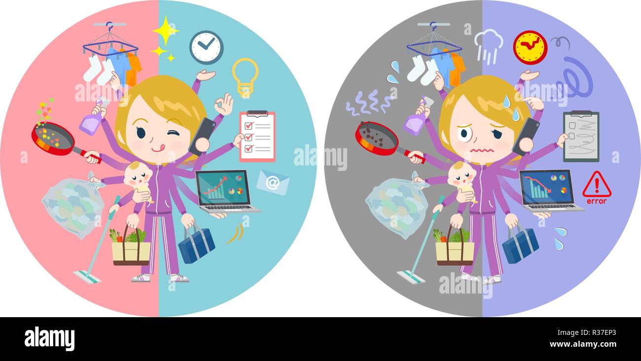 Un ensemble de vêtements de femmes qui accomplissent des tâches ...