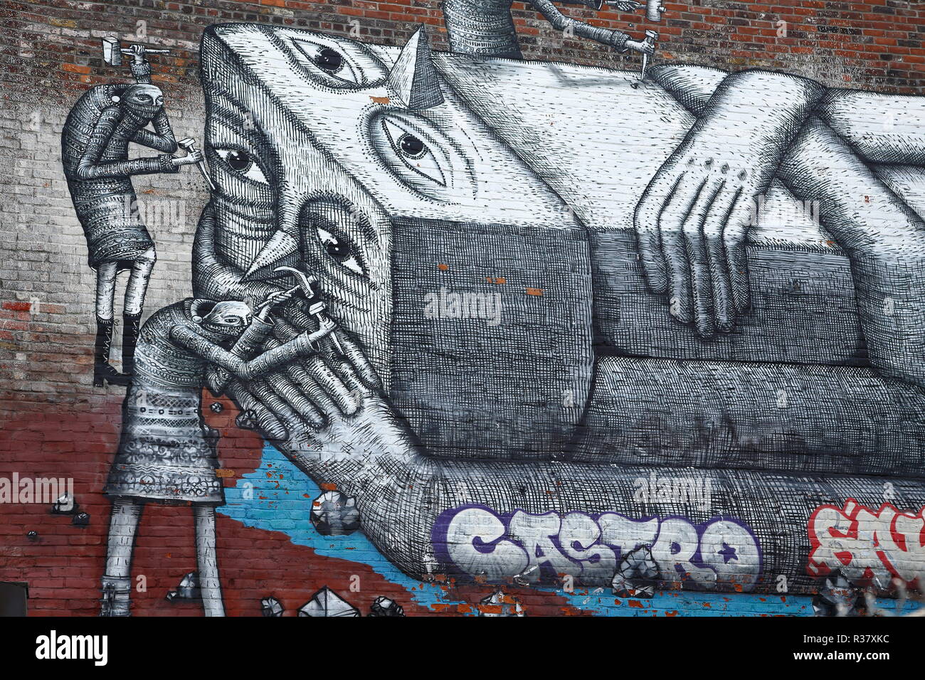 Graffiti sur mur de briques Banque de photographies et d’images à haute ...