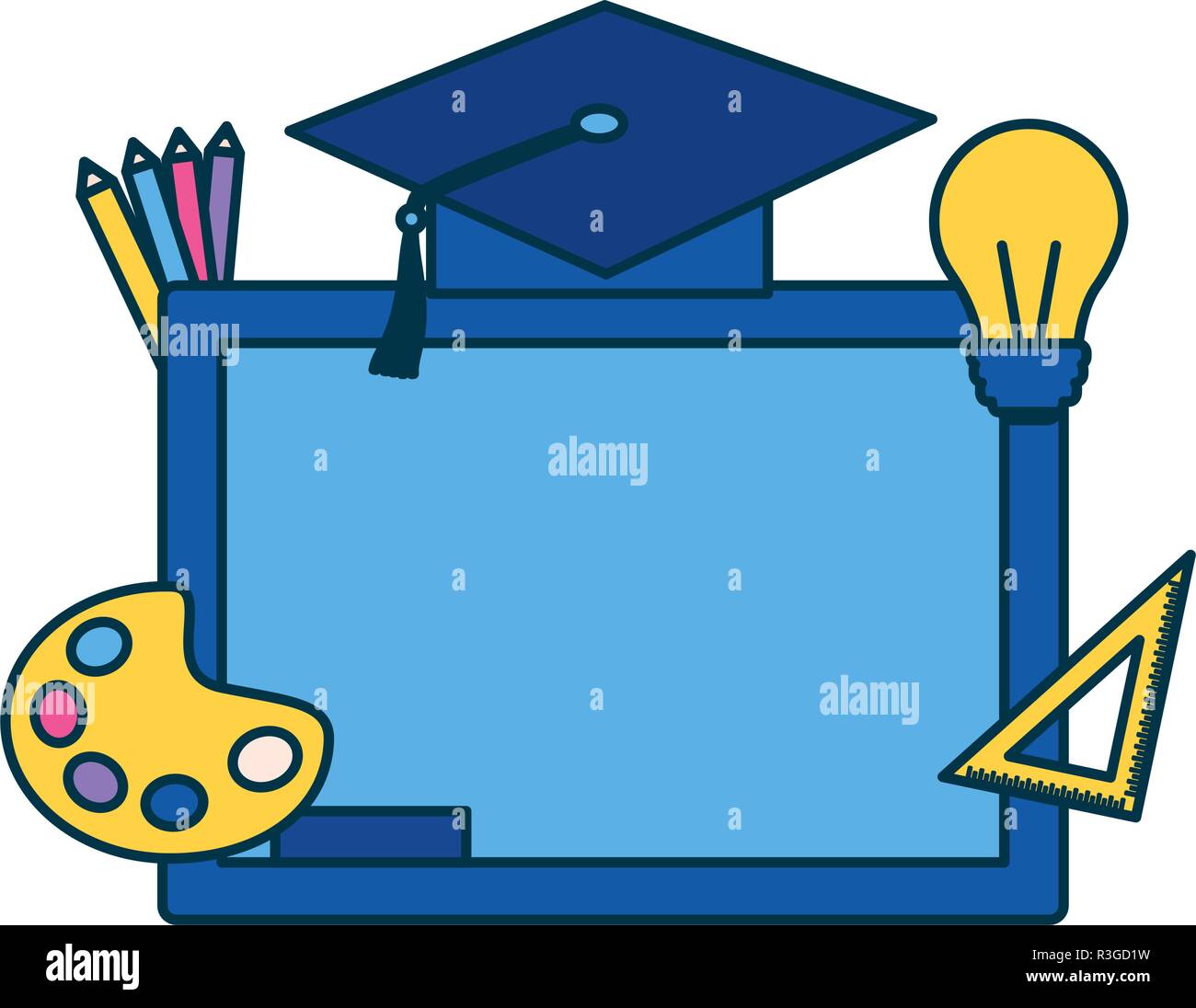 Tableau graduation hat idée education school vector illustration Image ...