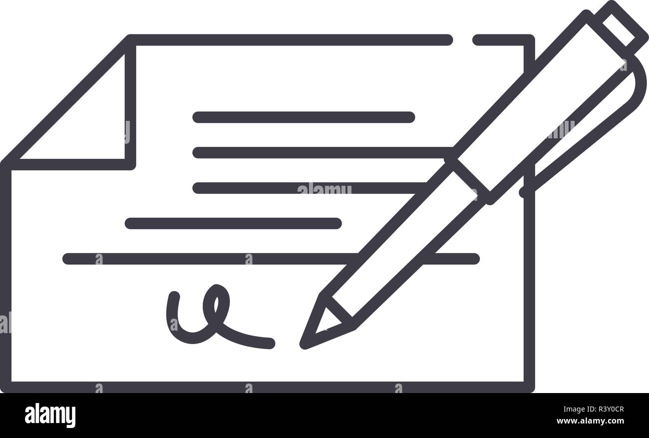 Vérifiez l'icône de la ligne signature concept. Vérifier la signature ...