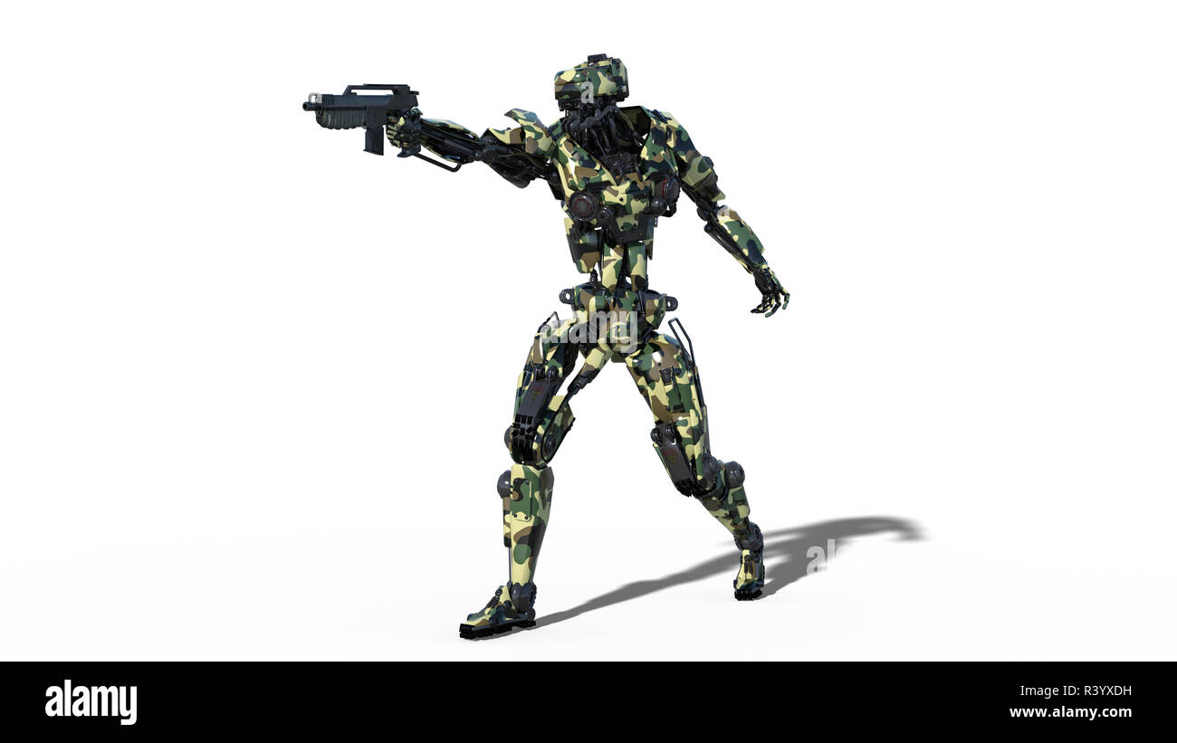 Robot de l'armée, les forces armées militaires soldat cyborg, android ...