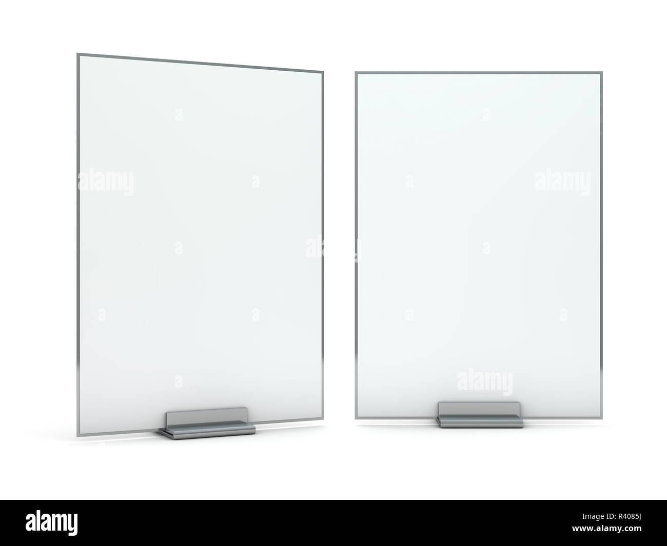 Support pour brochures avec des feuilles de papier blanc. Immersive. Le ...