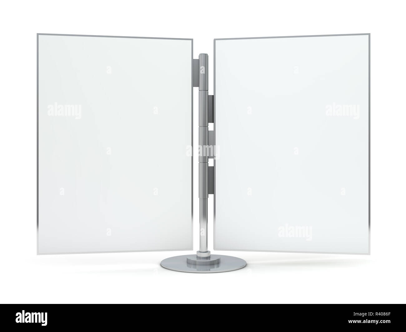 Support pour brochures avec des feuilles de papier blanc. Immersive. Le ...