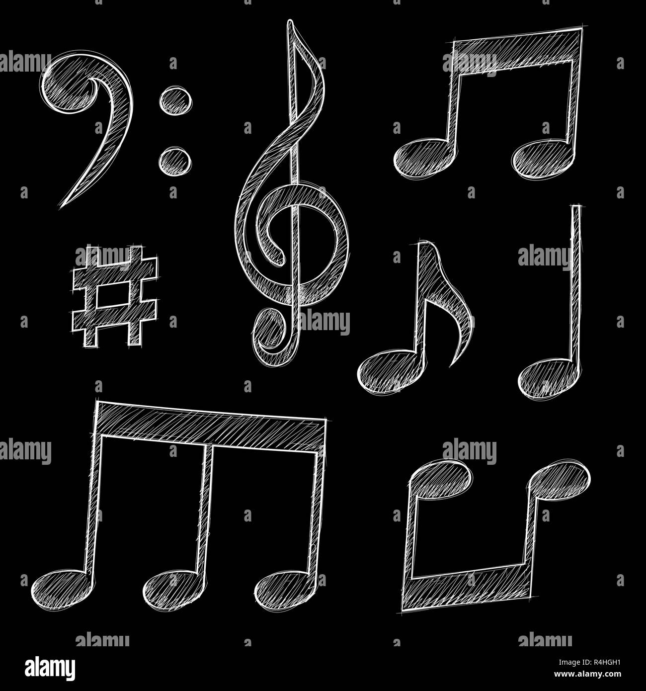 Music notes sketch Banque de photographies et d’images à haute ...