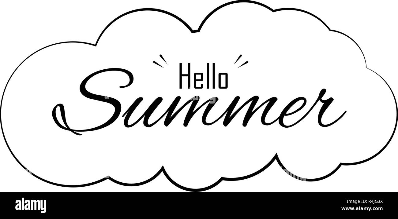Hello summer texte en nuage. Saison et maison de concept. Fond isolé ...