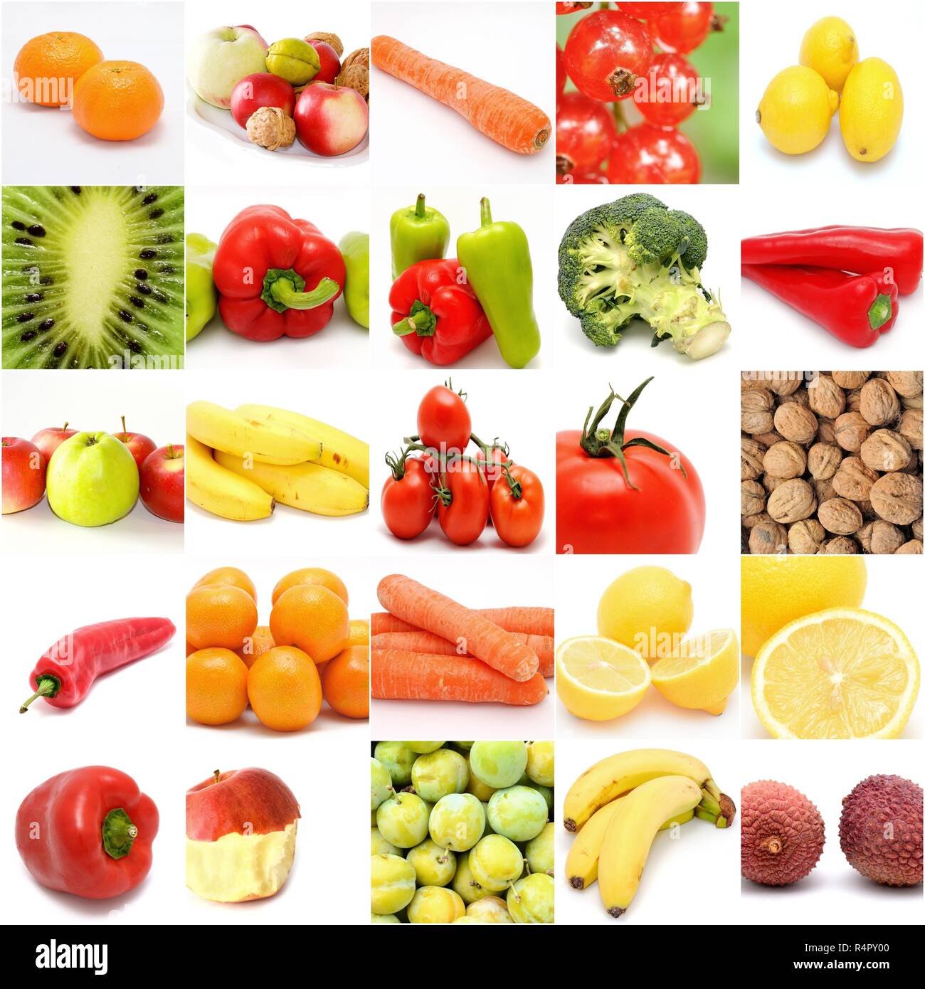 Collage de légumes et fruits rouges Banque de photographies et d’images ...