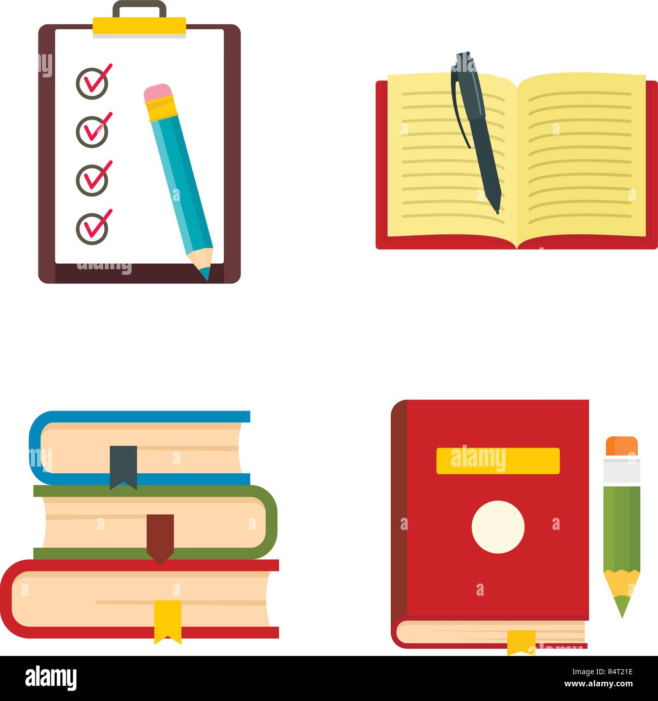 L'école devoirs icons set. Télévision illustration de l'école devoirs 4 ...
