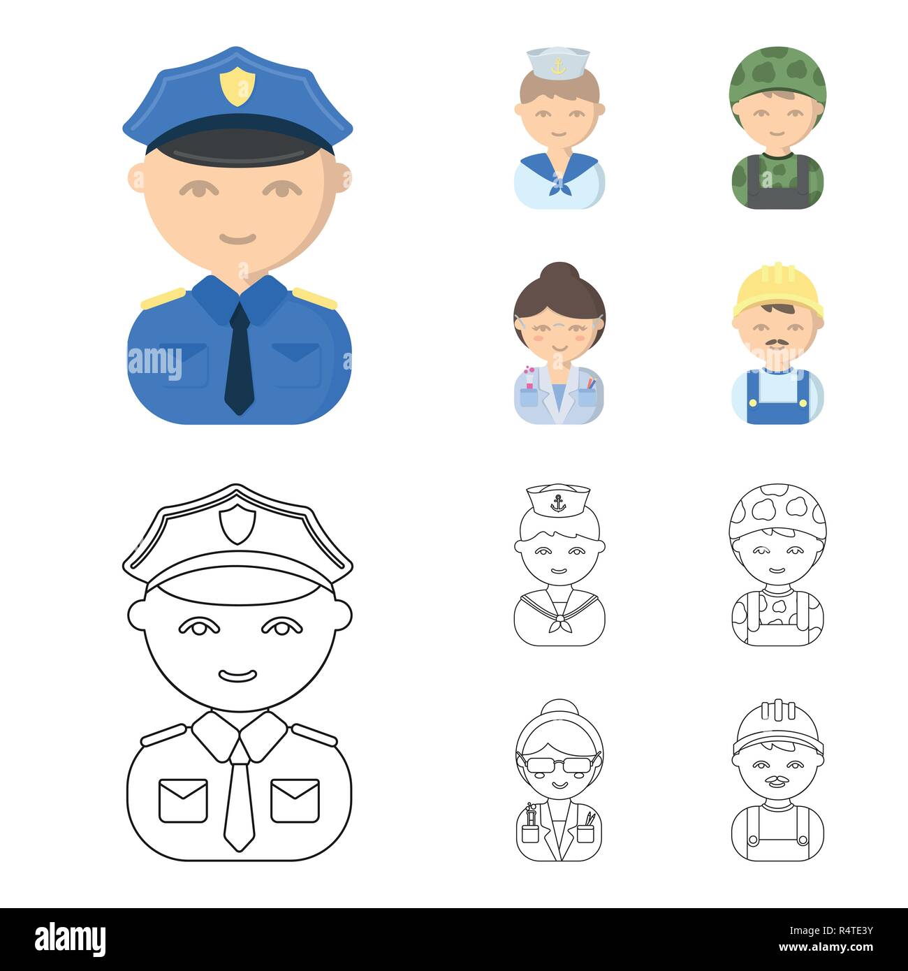 Marin, soldat, scientifique, builder.collection set Profession icônes ...