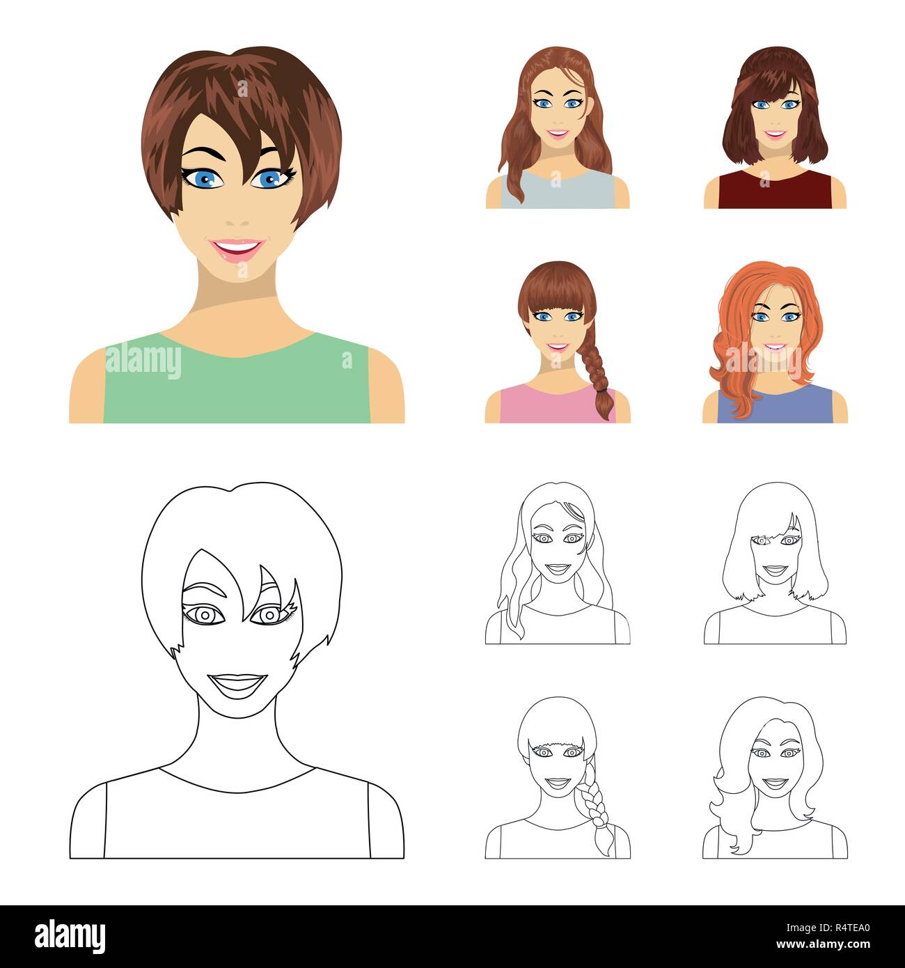 Types de coiffures femme cartoon,exposer des icônes dans la collection ...