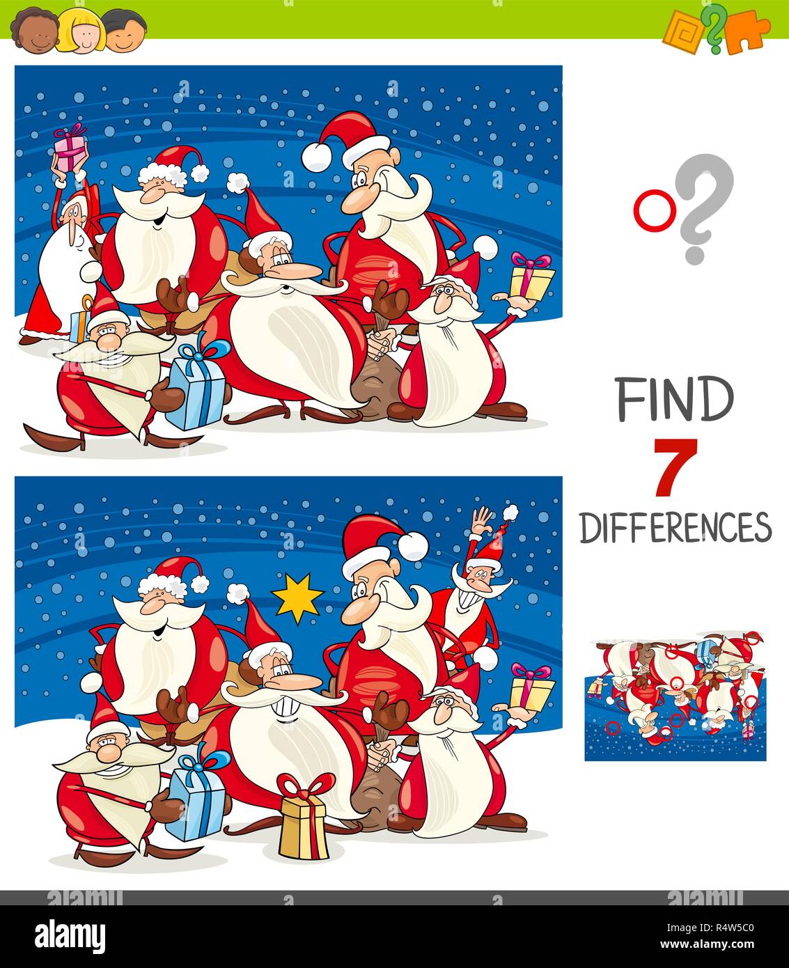 Cartoon Illustration de trouver sept différences entre images jeu ...