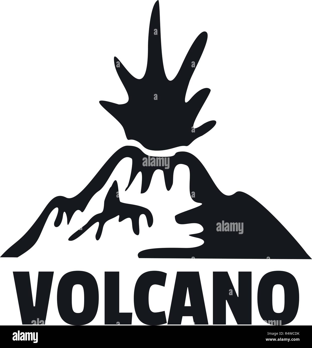 Volcan en éruption d'un logo. Simple illustration de volcan en éruption ...