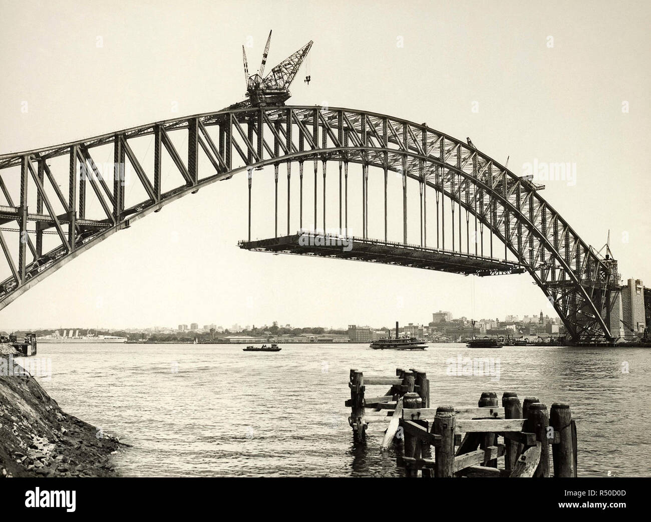 Pont du port de sydney en construction Banque de photographies et d ...