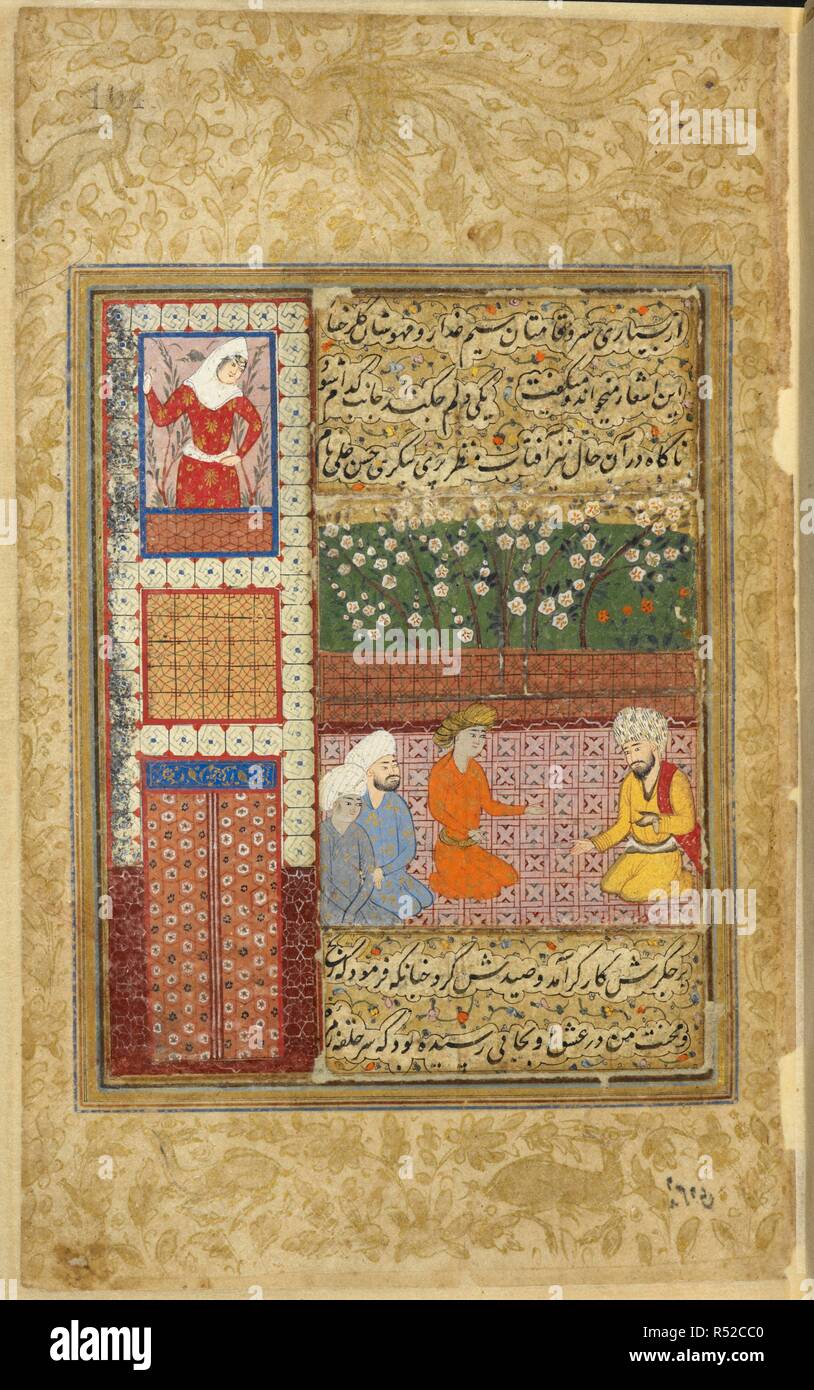 Sultan Babur avec son tuteur. Majalis al-'Ushshaq du Sultan Hussein ...