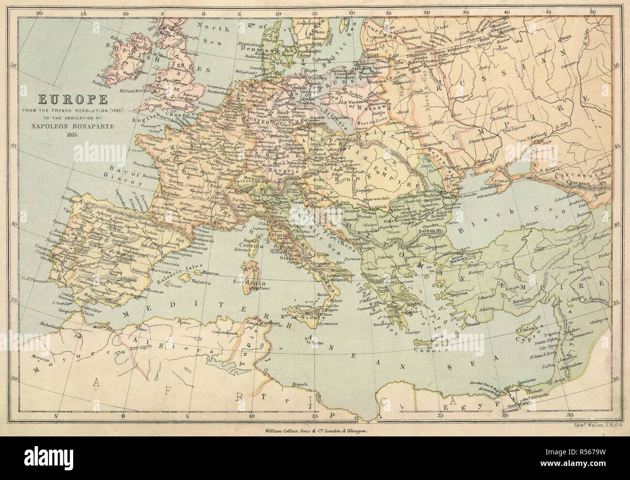 Historical maps of europe 1815 Banque de photographies et d’images à ...