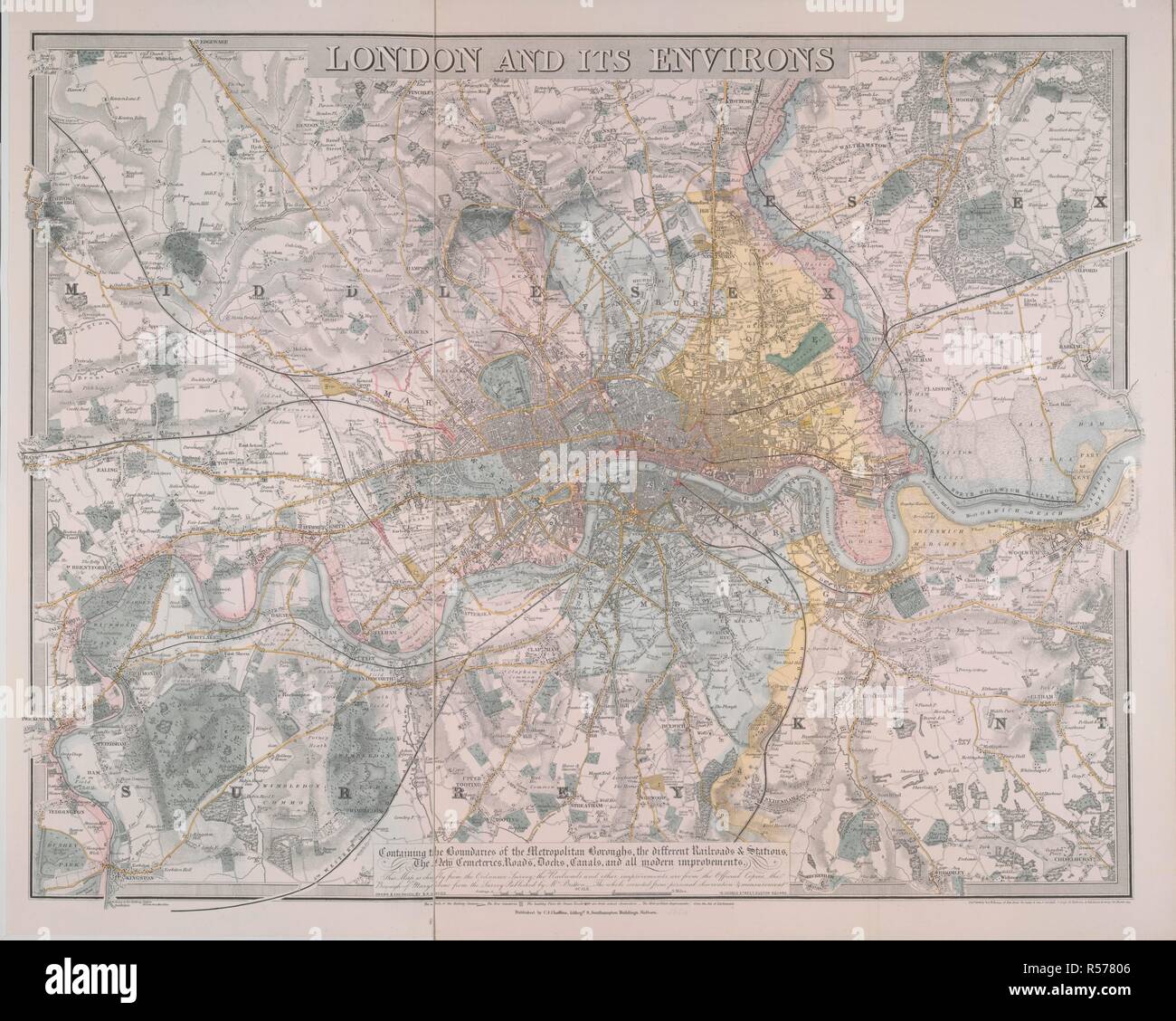 Marylebone street map 19th century Banque de photographies et d’images ...
