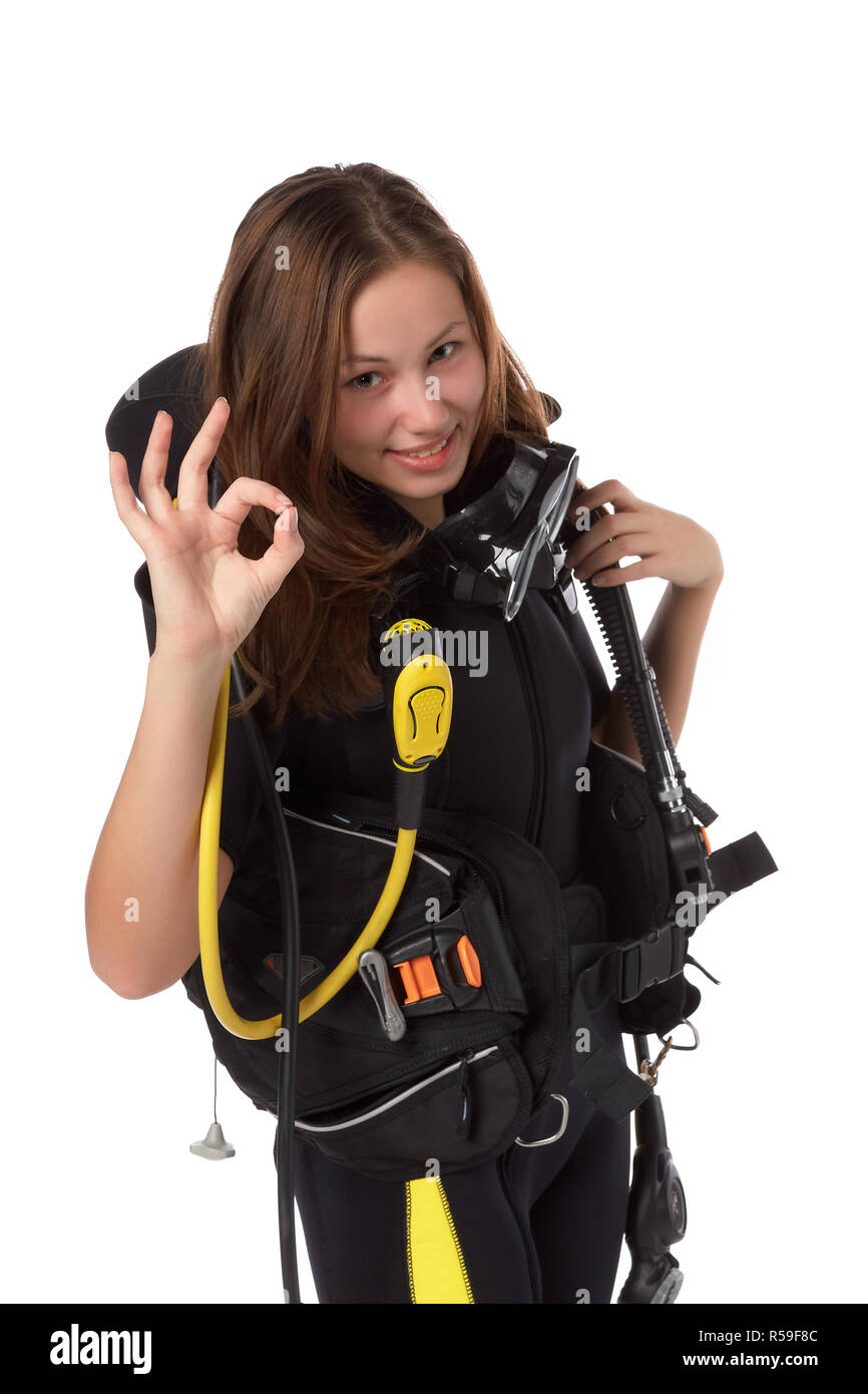 Scuba diving regulator girl Banque de photographies et d’images à haute ...