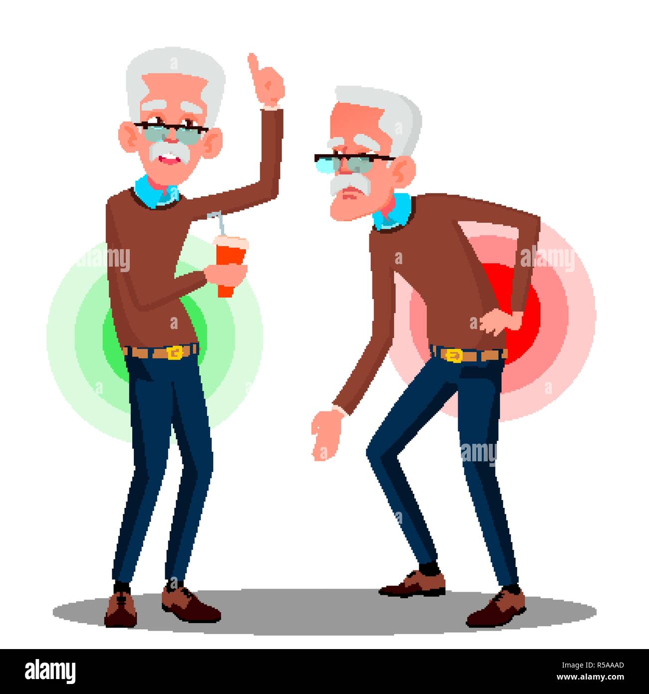 Se pencha sur Vieil Homme de douleurs lombaires, la sciatique vecteur ...