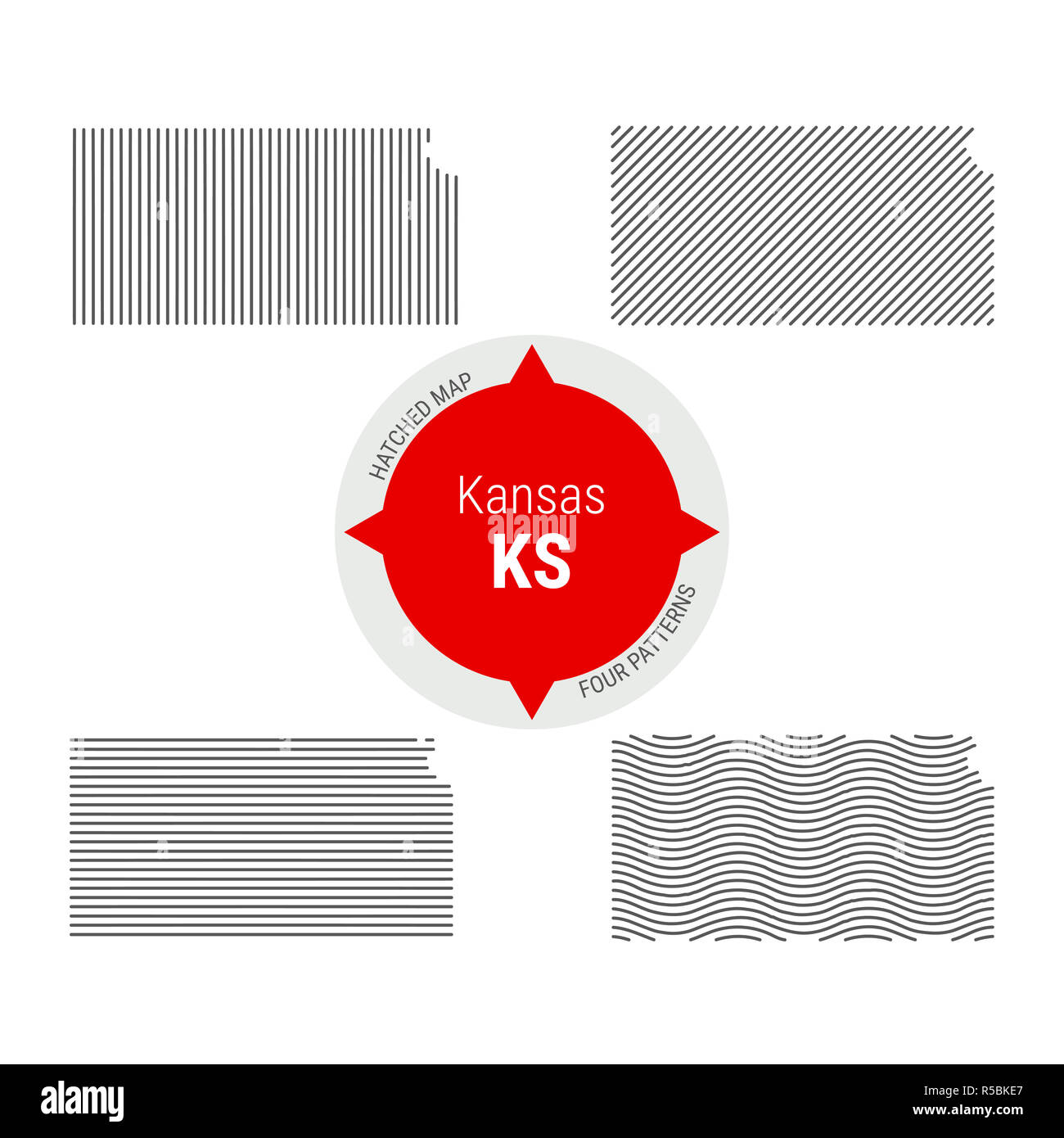 Motif hachuré Site du Kansas. Silhouette Simple stylisée du Kansas ...