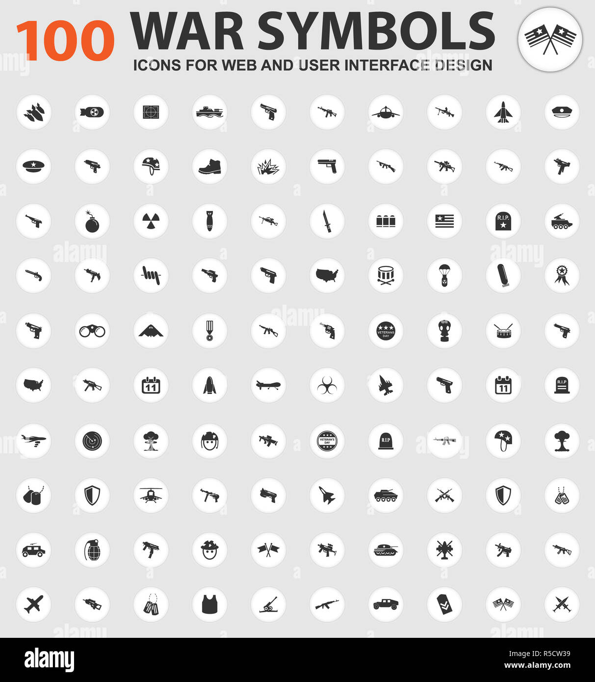 Symboles de guerre icons set Photo Stock - Alamy
