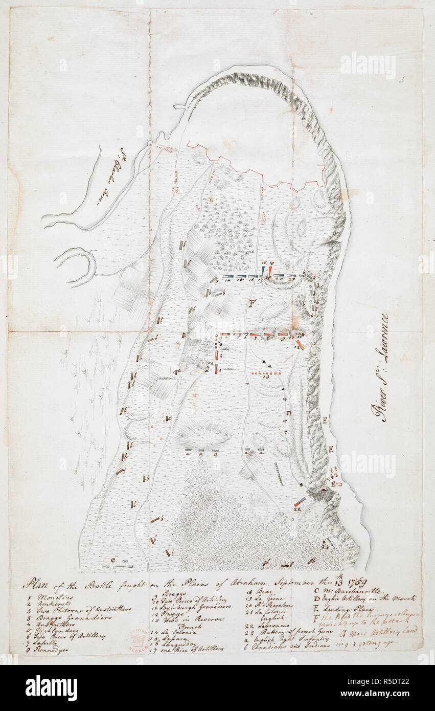 Plaines d'Abraham, de l'Amérique du Nord : le plan de la bataille il y ...