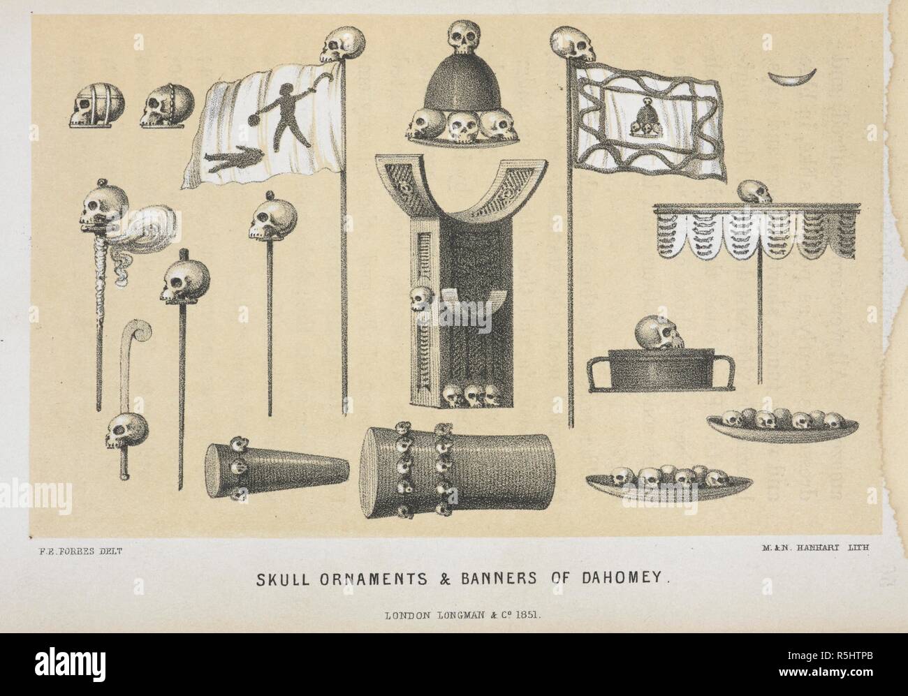 Ornements du crâne & bannières du Dahomey. Le Dahomey et Dahomans ...